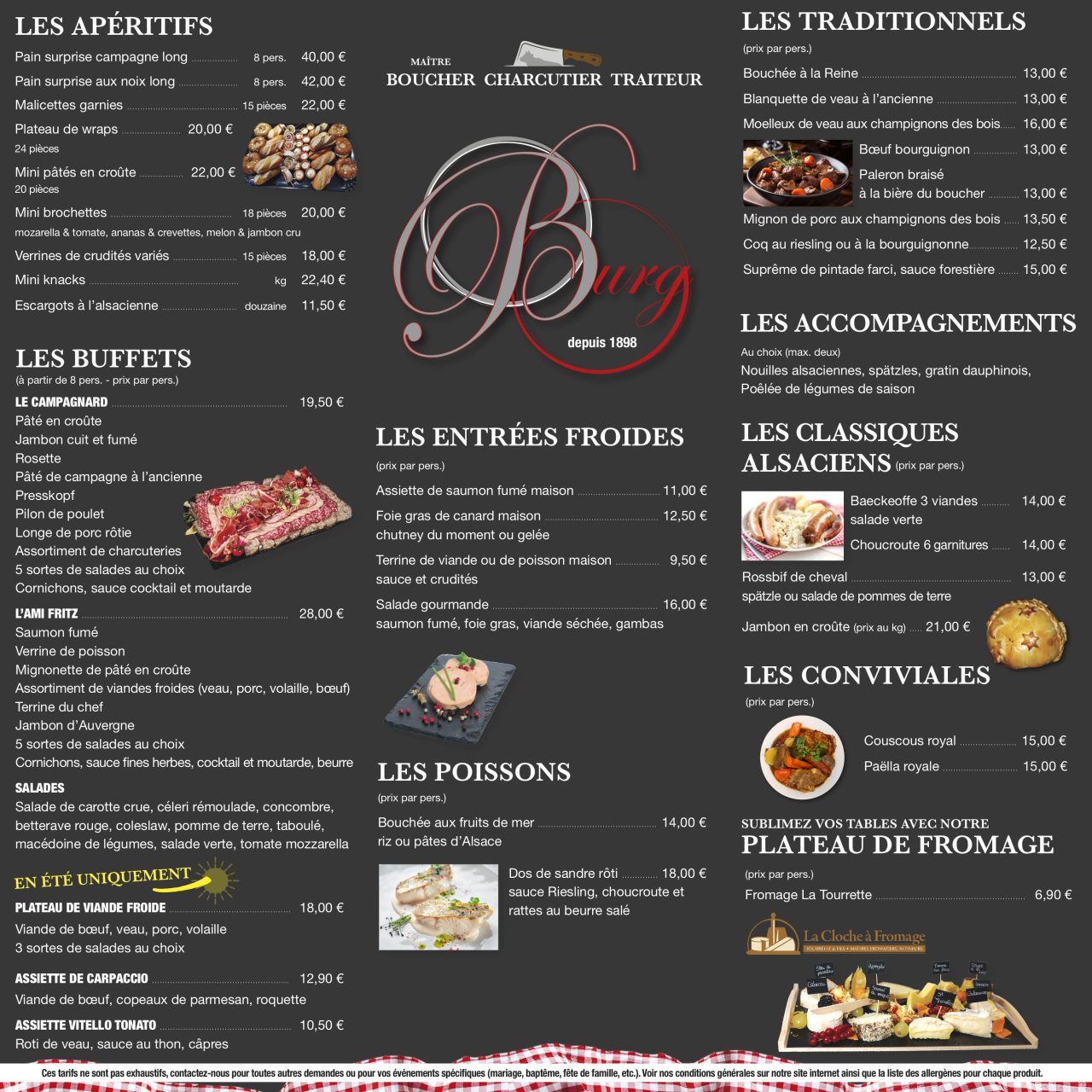 Nos cartes traiteur | Boucherie Charcuterie Traiteur Burg